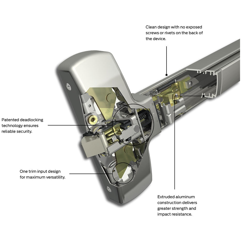 Falcon 25-R-NL-OP Rim Exit Device for Wood Doors