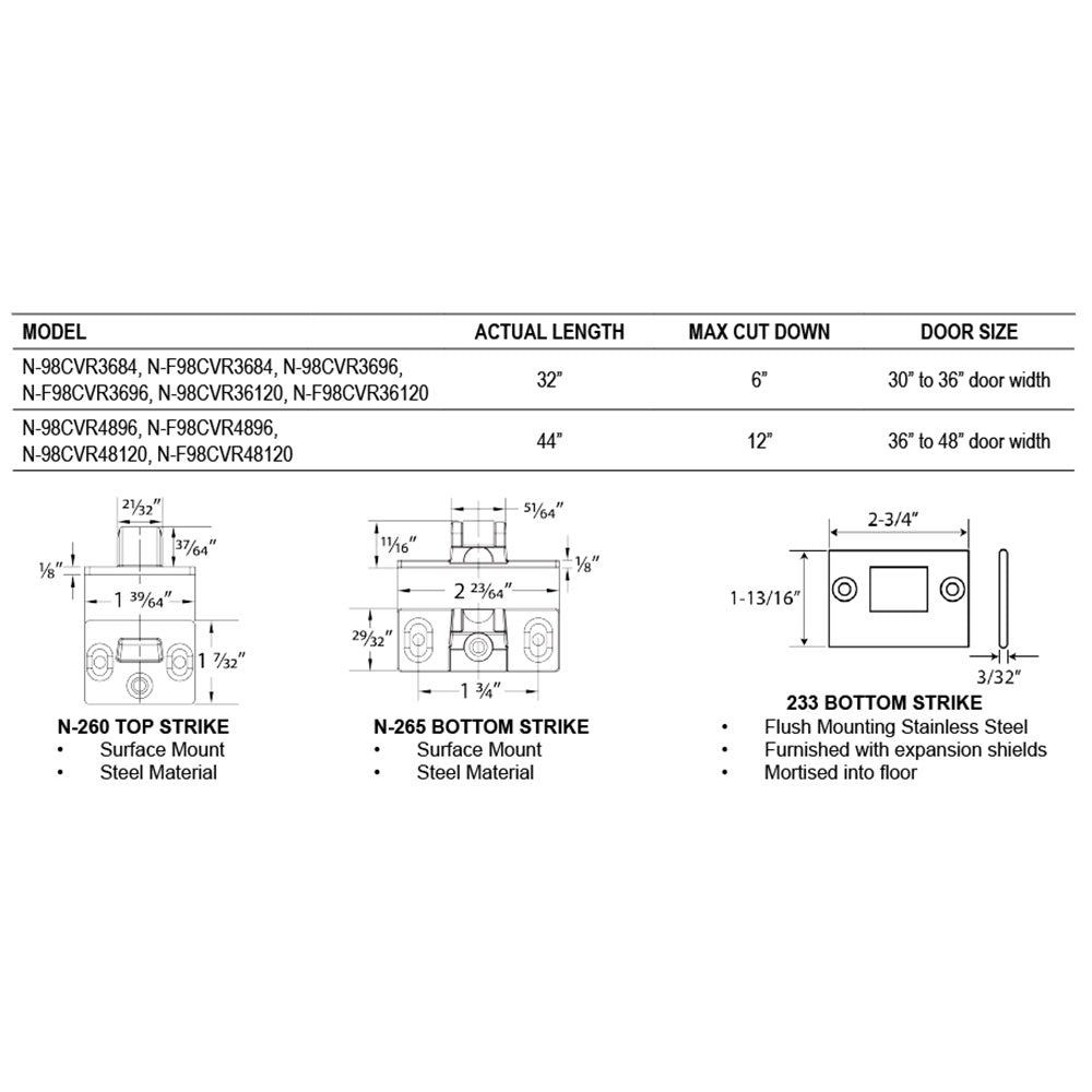 Cal-Royal N-98CVR Concealed Vertical Rod Exit Device