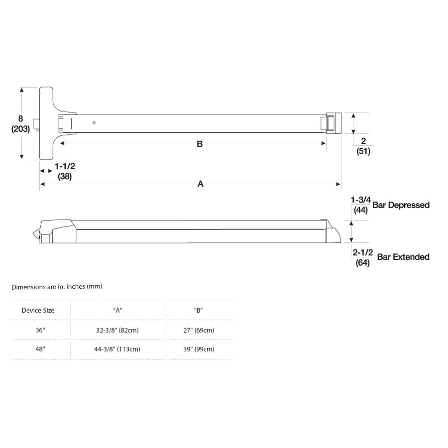 Accentra (formerly Yale) 2100F Series Fire-Rated Rim Exit Device