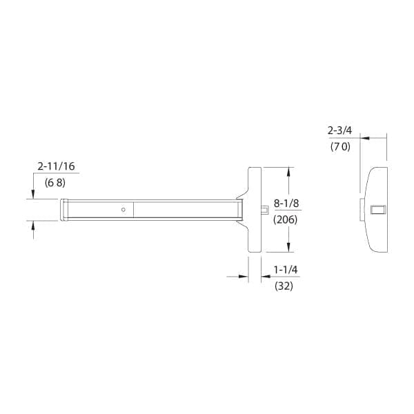 Dorma 9700 BB Narrow Stile Rim Exit Device - 630 Stainless Steel